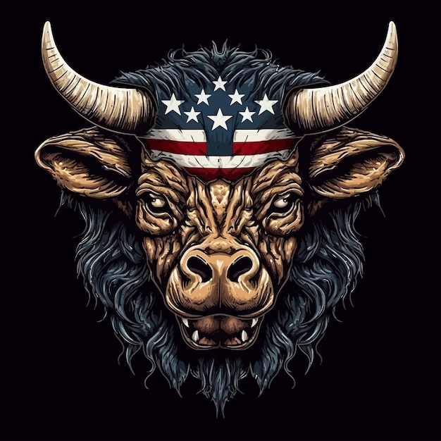 Majestic American Bison Emblem with Patriotic Flair | Jiffy Designs