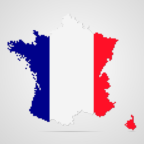 Creative Pixel France Map Vector Illustration. French Patriotic Poster ...