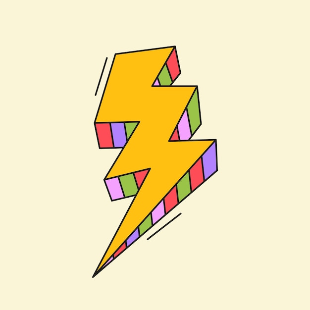 Vibrant Geometric Lightning Bolt with Colorful Stripes | Jiffy Designs