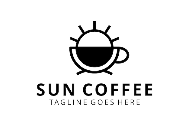 Vibrant Sun and Coffee Cup Logo for Cafes and Brands | Jiffy Designs