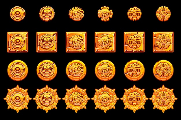 Vibrant Collection of Aztec-Inspired Sun and Flower Symbols | Jiffy Designs