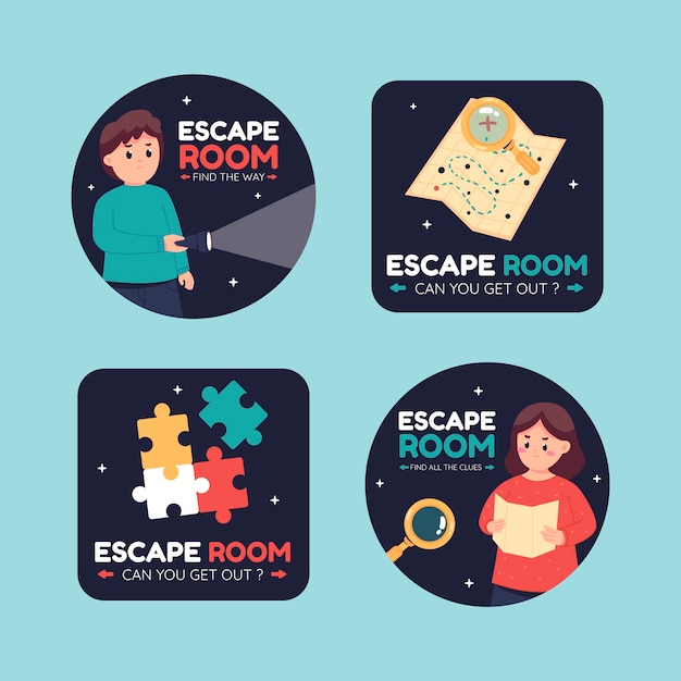 Vibrant Escape Room Themed Graphic Collection with Diverse Imagery ...