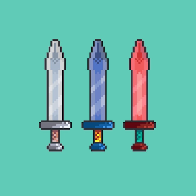 Vibrant Pixel Art Swords in Retro Style | Jiffy Designs