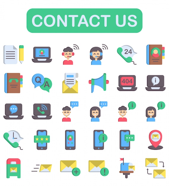 Vibrant Contact Us Icons Depicting Modern Communication Channels ...