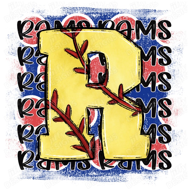 'Rams' Vibrant Letter R with Botanical Accents on Colorful Backdrop ...