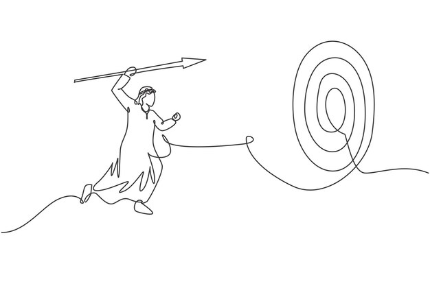 Minimalist Drawing of a Person Throwing a Spear at a Target | Jiffy Designs