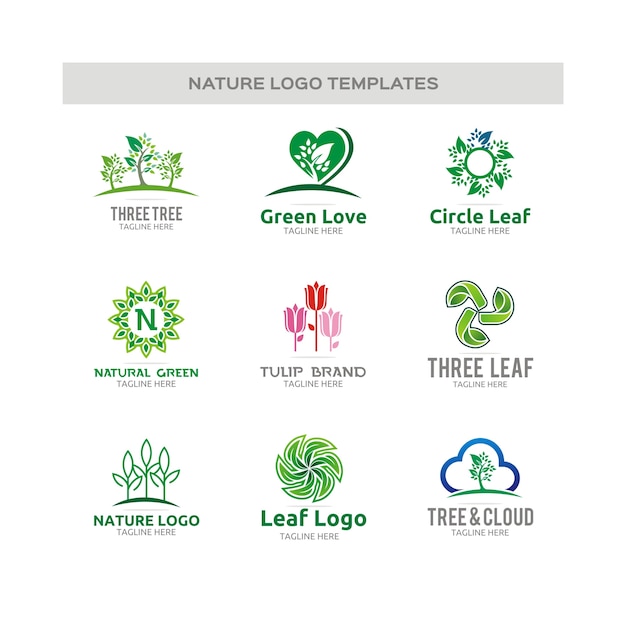 Vibrant Nature-Inspired Logos: Leaf, Tree, and Eco-Friendly Symbols ...