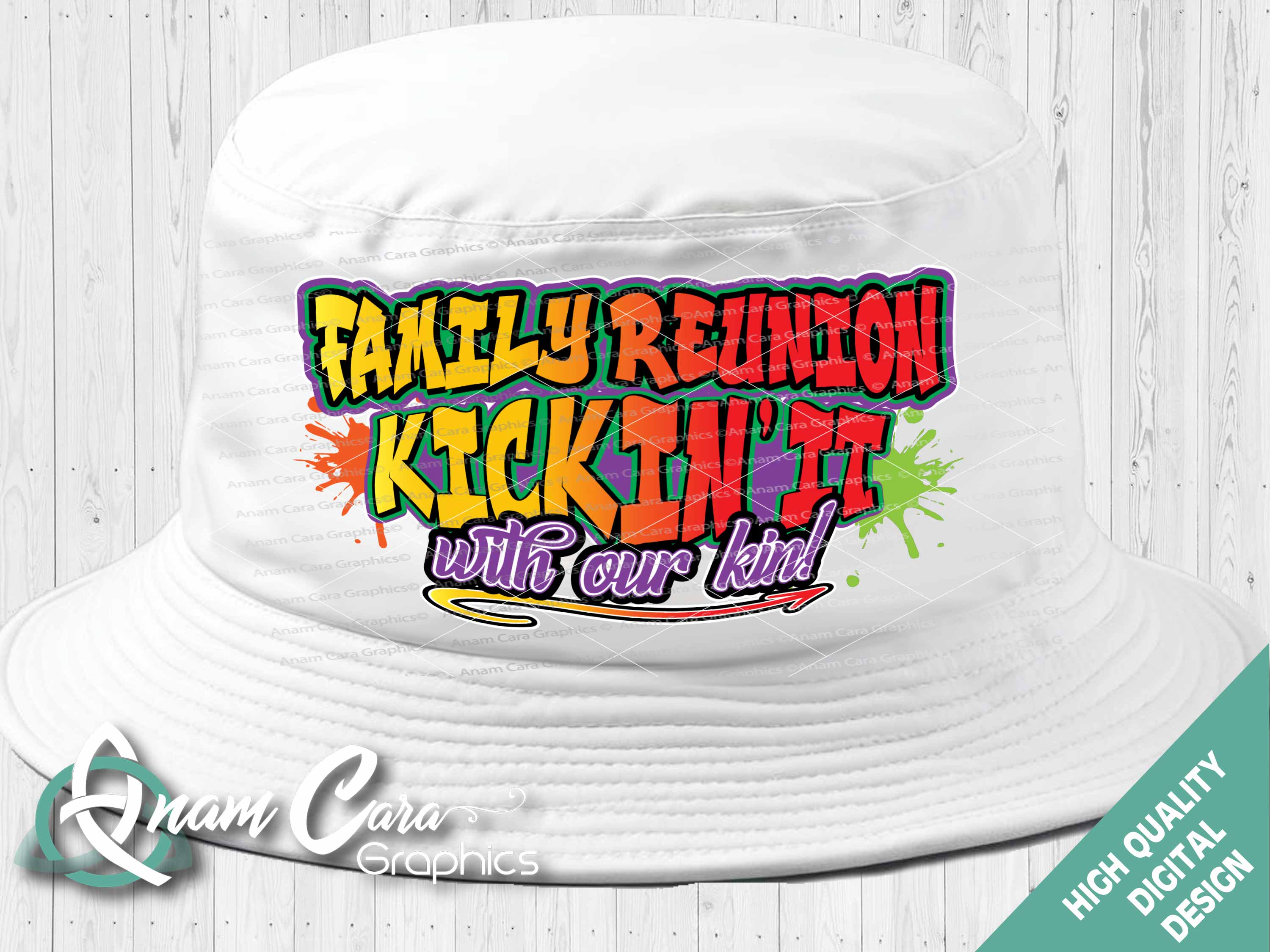 'Family Reunion Kickin' It With Our Kin' Vibrant Graffiti-Style Text in ...