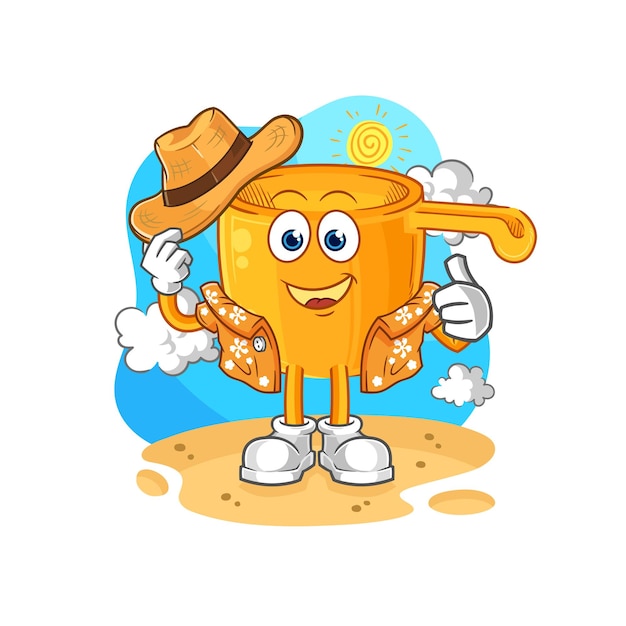 Cheerful Cowboy-Themed Cartoon Character on the Beach | Jiffy Designs
