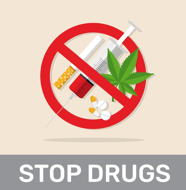Vibrant Anti-Drug Symbol with Cannabis Leaf and Prohibited Sign | Jiffy ...