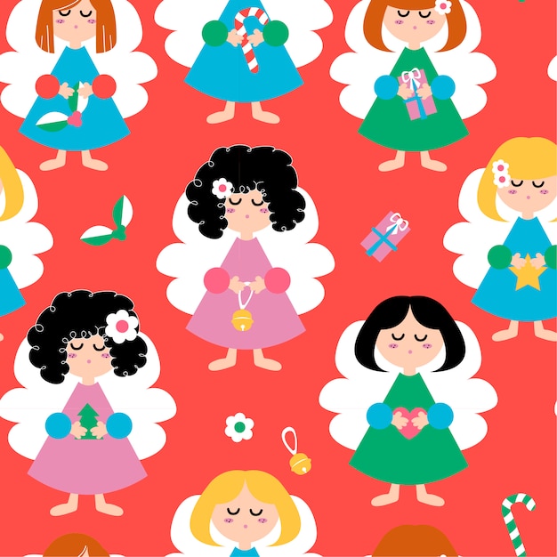 Whimsical Flower Girls Pattern with Vibrant Hues and Textures | Jiffy ...