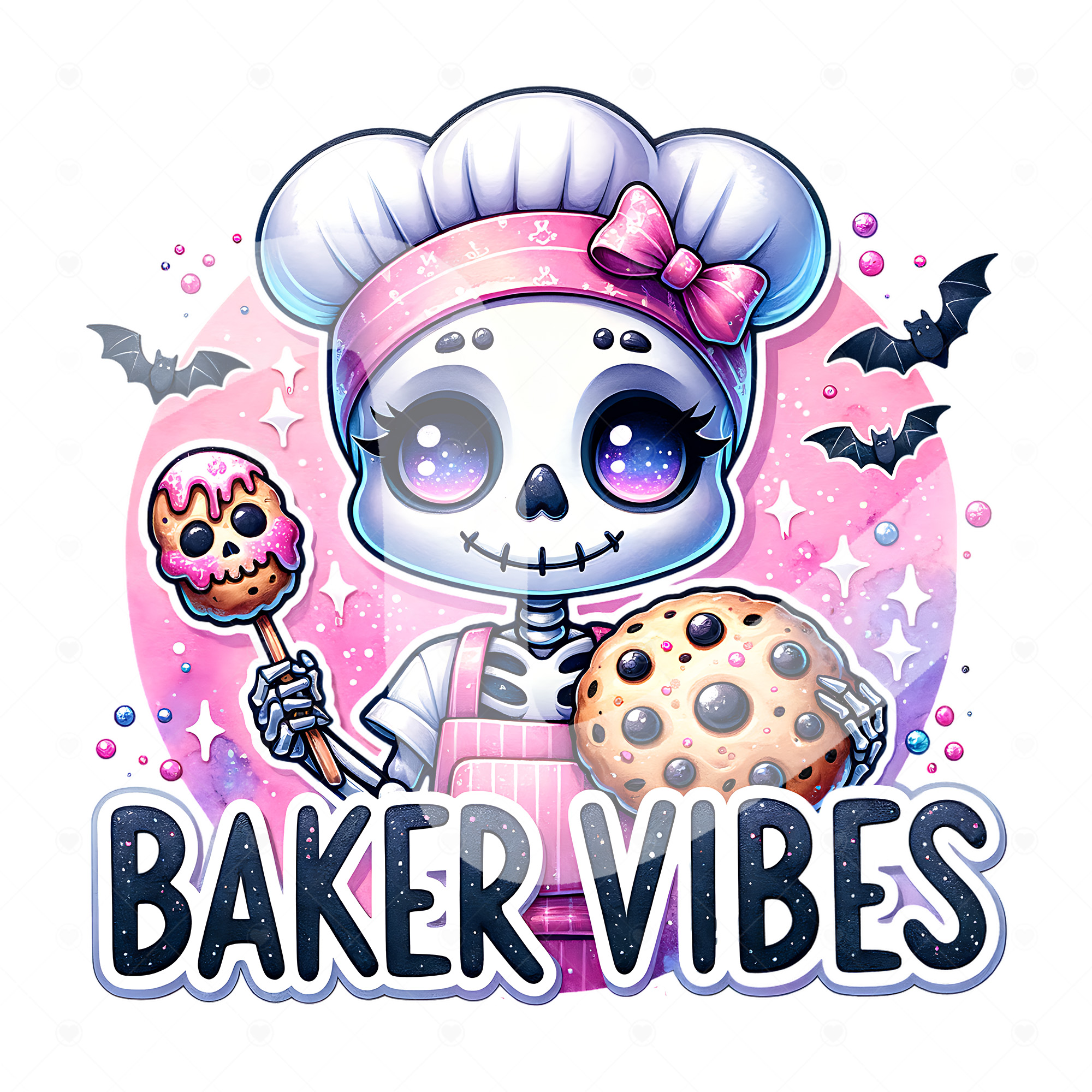 'Baker Vibes' Adorable Skeleton Chef with Sparkling Eyes and Sweet ...