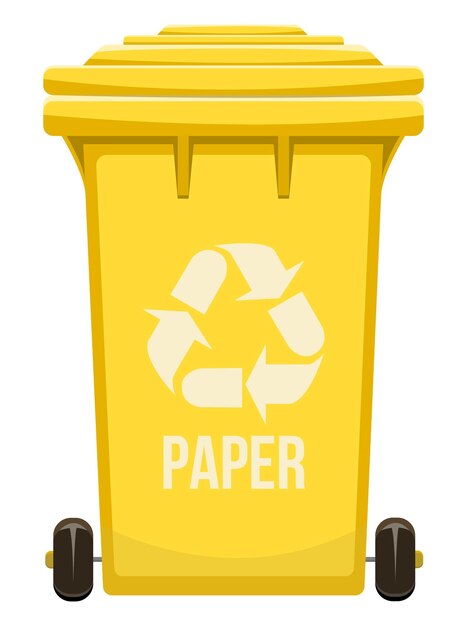 Vibrant Yellow Recycling Bin with Paper Icon | Jiffy Designs
