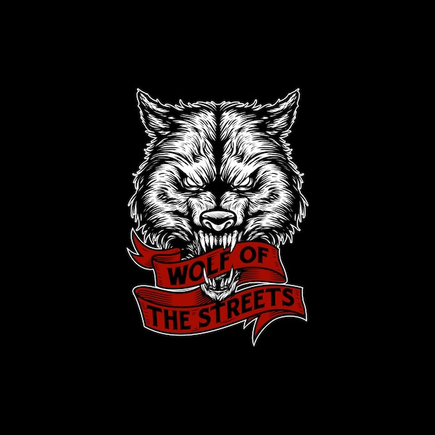 Fierce Growling Wolf Mascot with Crimson Banner and Text | Jiffy Designs