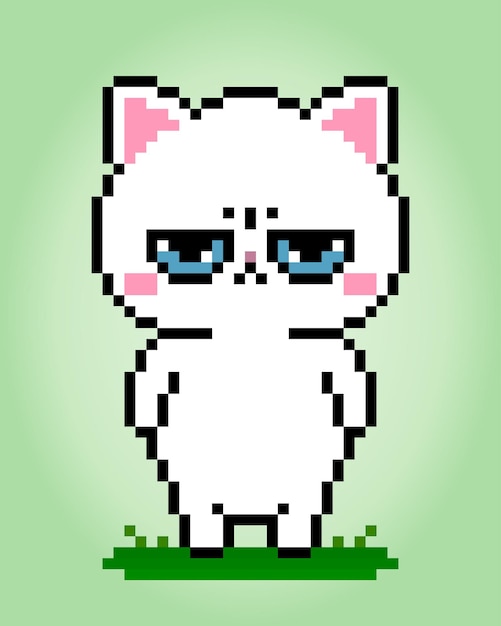 Adorable Pixel Art Kitten on Green Grass | Jiffy Designs