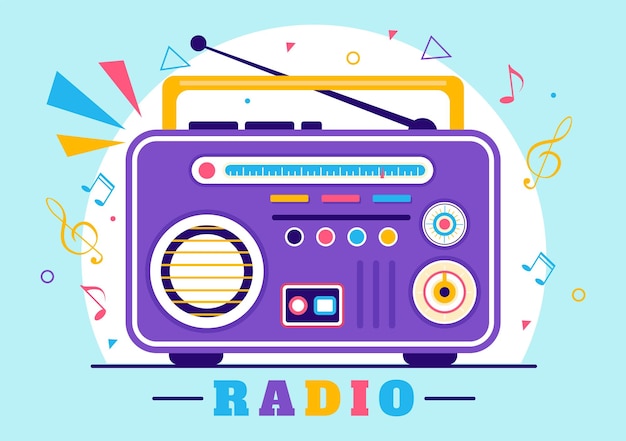 Vibrant Vintage Radio with Retro Flair and Musical Notes | Jiffy Designs