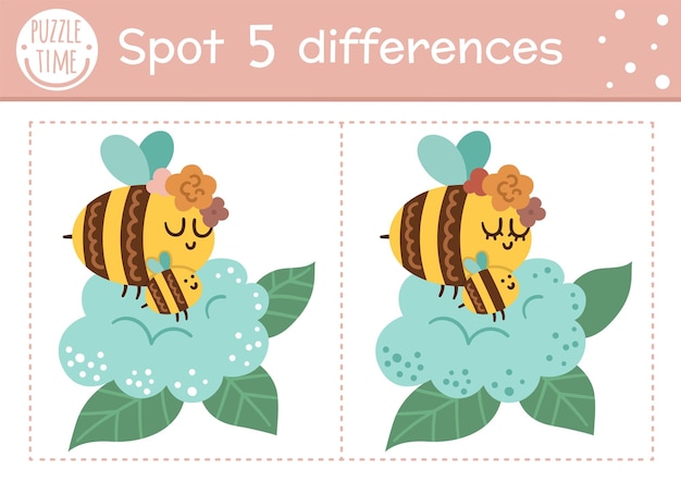 Spot the Differences: Cheerful Bee on a Floral Cloud | Jiffy Designs