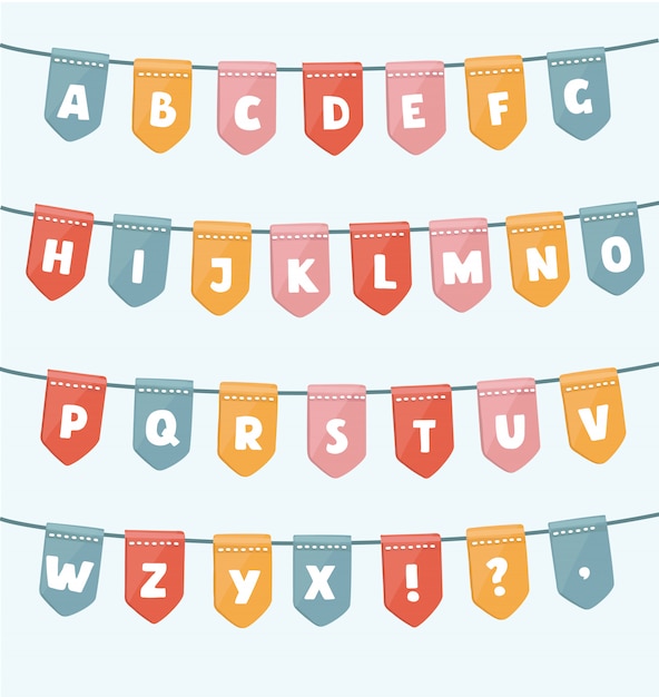 Vibrant Alphabet Bunting Banners in Pastel Tones | Jiffy Designs