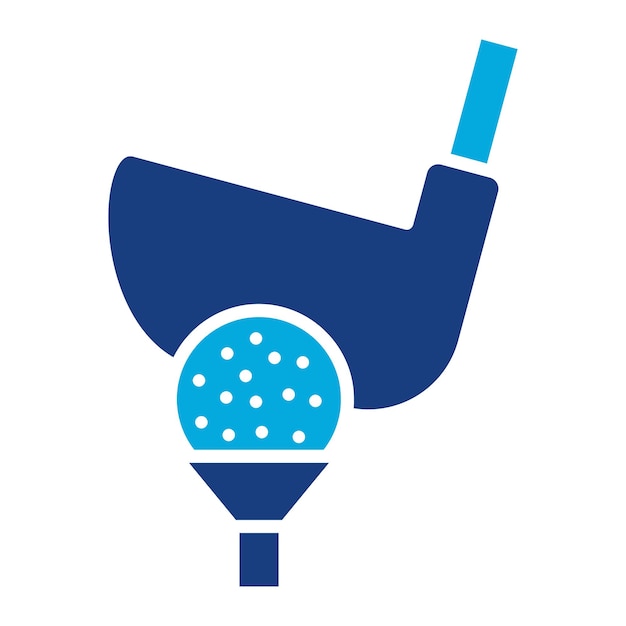 Stylized Blue Golf Club and Ball Graphic | Jiffy Designs
