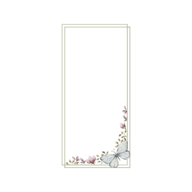Elegant Floral Rectangular Frame with Butterflies | Jiffy Designs