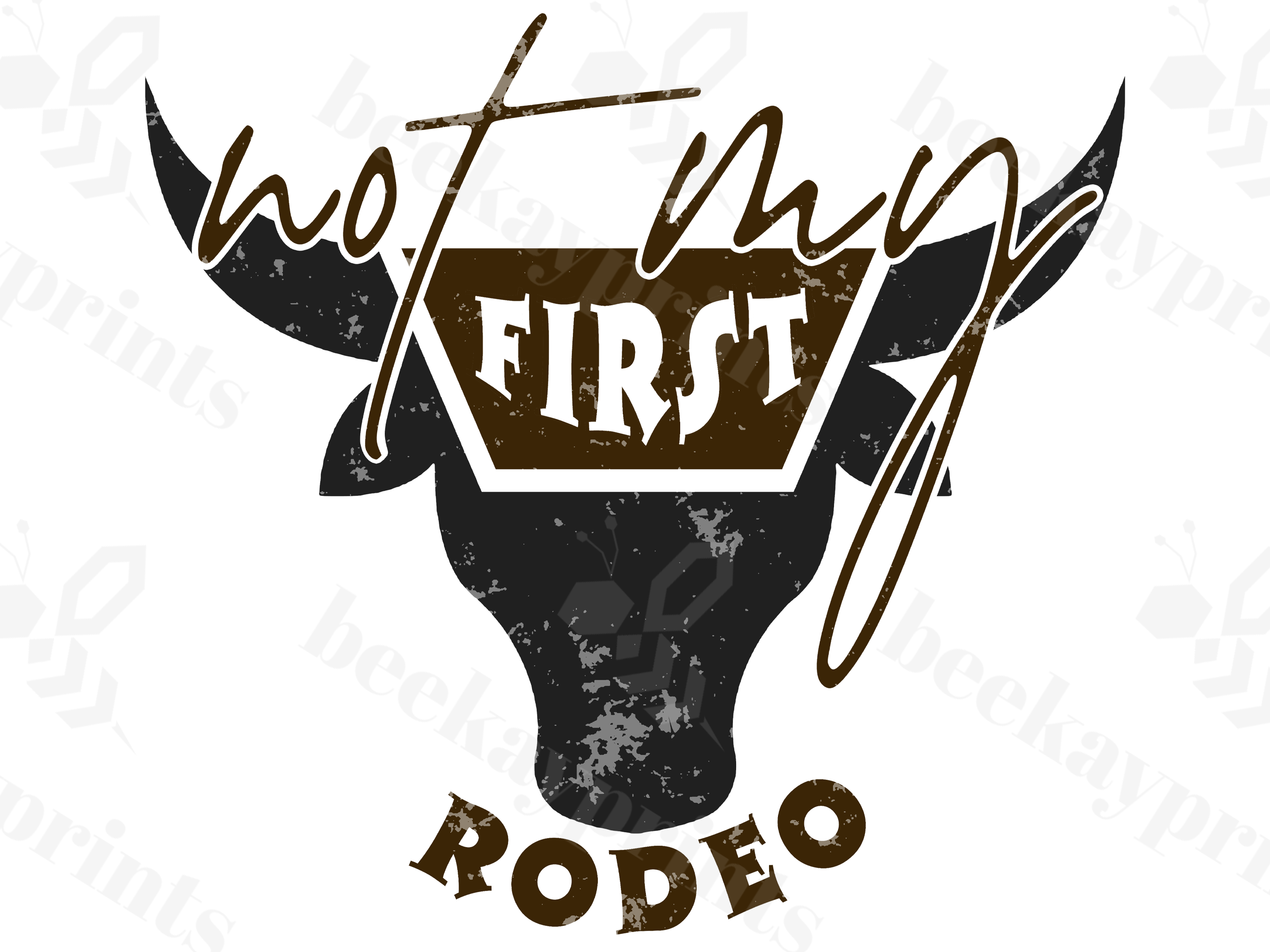 'Not My First Rodeo' Rustic Bull Head Silhouette with Distressed ...