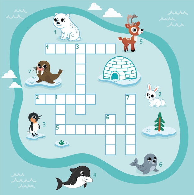 Playful Arctic Animals Crossword Puzzle Adventure | Jiffy Designs