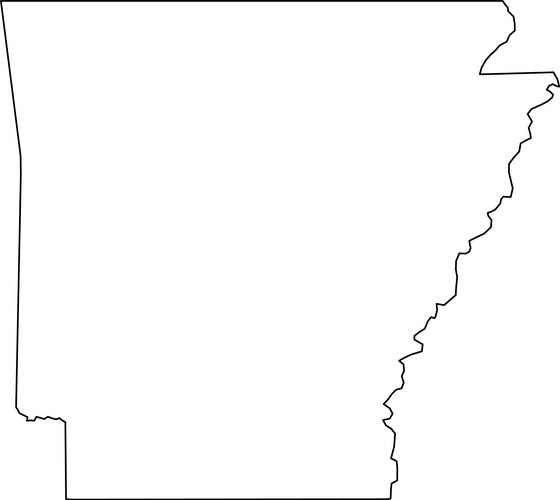 Arkansas, State Of Usa - Solid Black Outline Map Of Country Area ...