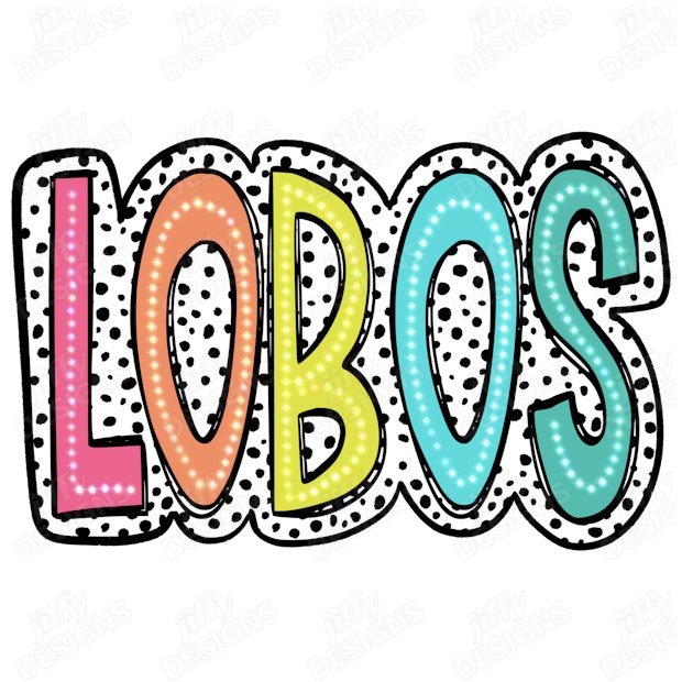 'Lobos' Playful Polka-Dotted Letters in Vibrant Pastel Hues with Bold ...