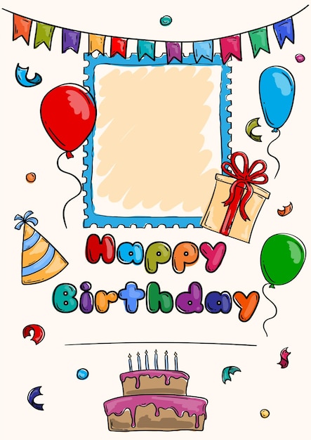 Colorful Happy Birthday Poster with Balloons and Cake | Jiffy Designs