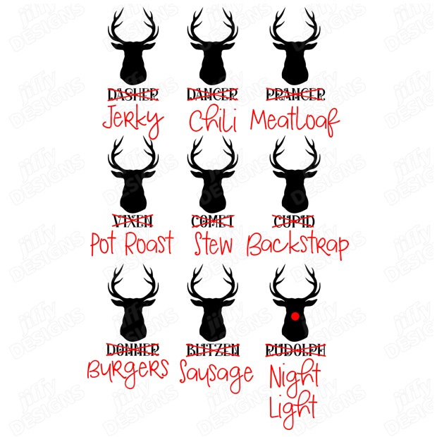 'Reindeer Menu' Featuring Silhouetted Deer Heads with Quirky Food ...