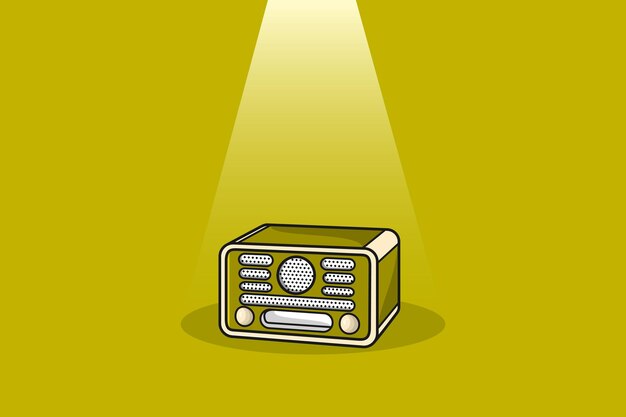 Retro Radio Illuminated by Spotlight on Mustard Background | Jiffy Designs