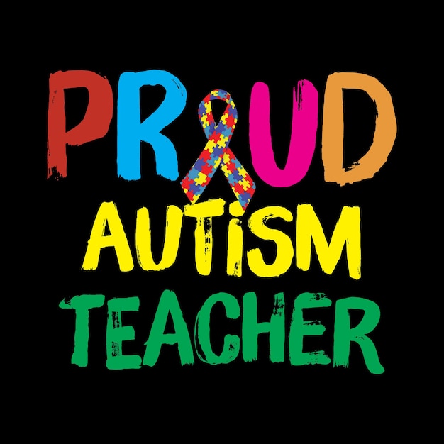 Vibrant Autism Awareness Text with Colorful Ribbon Symbol | Jiffy Designs