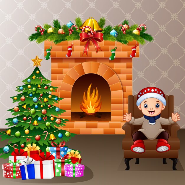 Festive Christmas Scene with Fireplace and Decorations | Jiffy Designs