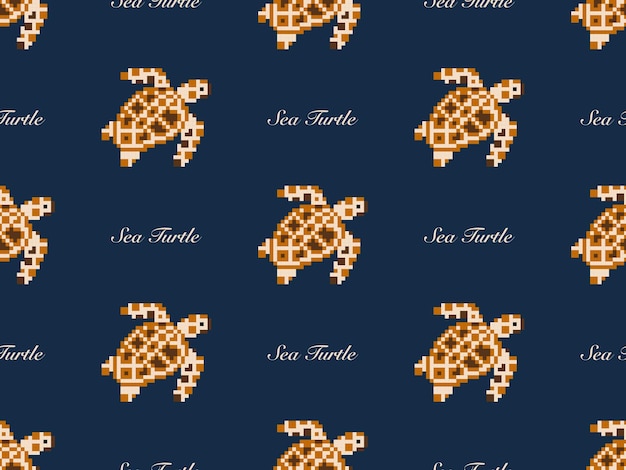 Vibrant Pixel Art Sea Turtles on Navy Blue Background | Jiffy Designs