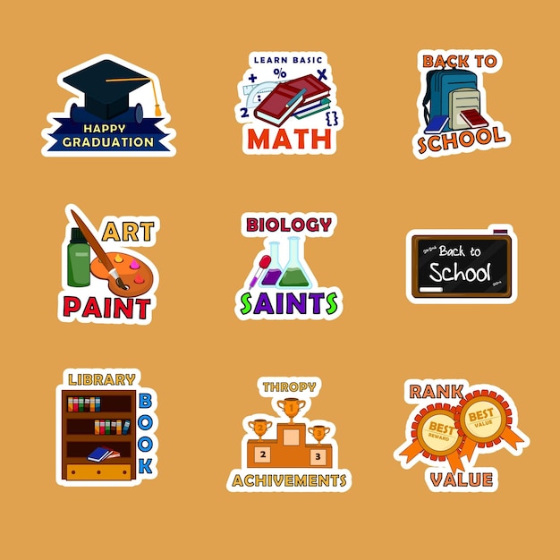Vibrant Educational Stickers Celebrating Academic Subjects and ...