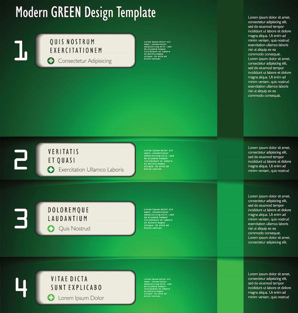 Green Design Template with Numbered Banners and Text Boxes | Jiffy Designs