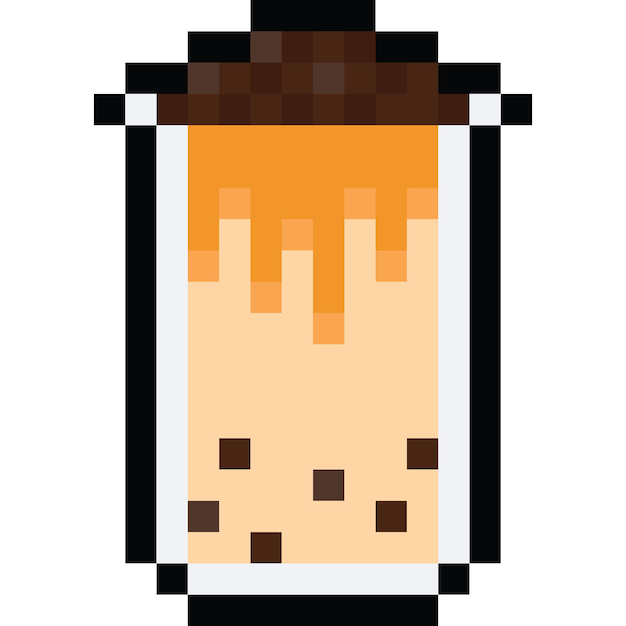 Adorable Pixel Art Bubble Tea with Cute Bunny Design | Jiffy Designs
