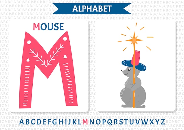 Vibrant Mouse-Shaped Alphabet Letter M and Festive Rabbit Illustration ...