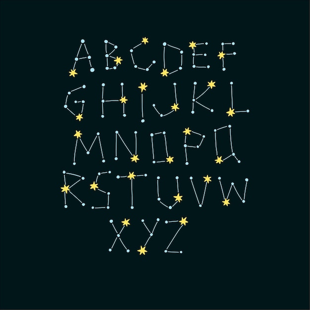 Celestial Constellation Alphabet of Twinkling Stars | Jiffy Designs