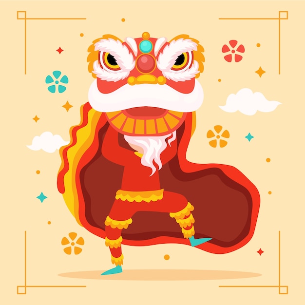 Vibrant Chinese Dragon Dance Mask Illustration | Jiffy Designs