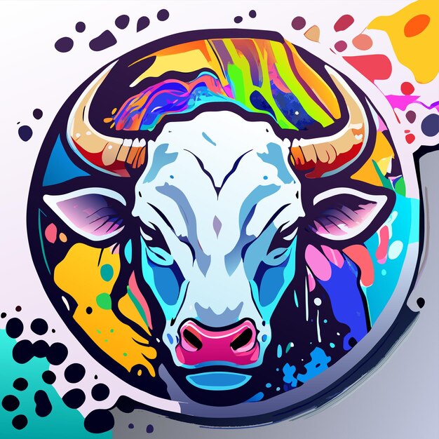 Vibrant Abstract Cow Head Illustration | Jiffy Designs