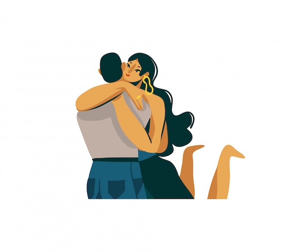 Passionate Embrace: Intimate Illustration of Embracing Figures | Jiffy ...
