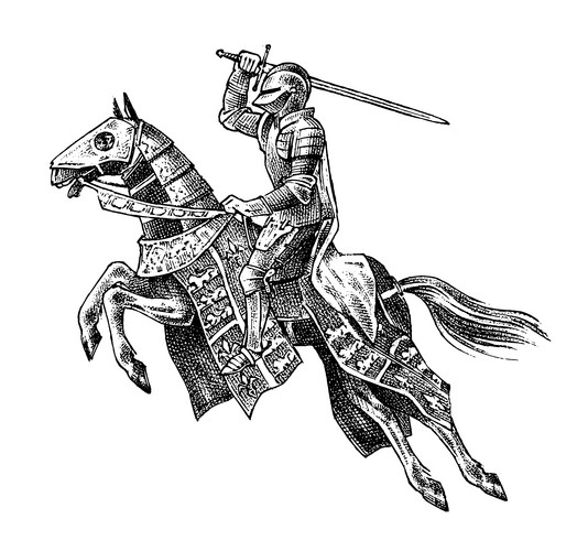Medieval Armed Knight Riding A Horse. Historical Ancient Military ...