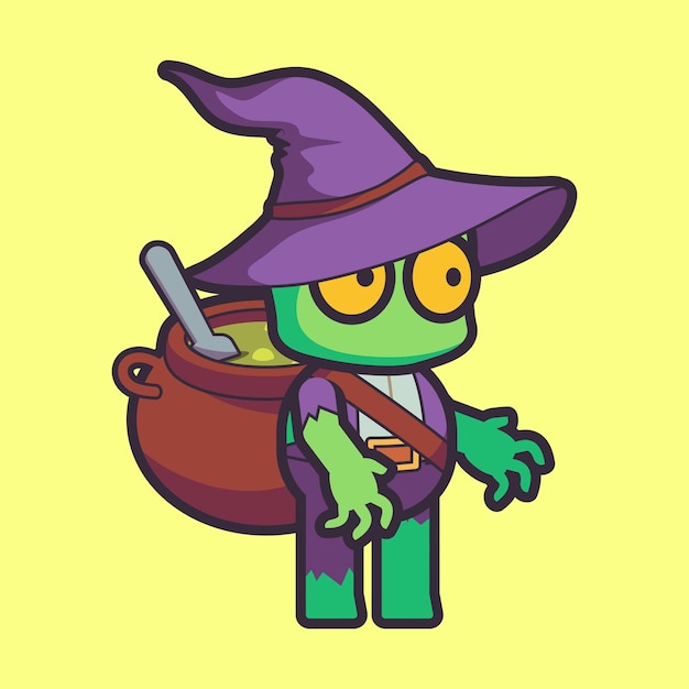 Whimsical Witch's Cauldron Creature Illustration | Jiffy Designs