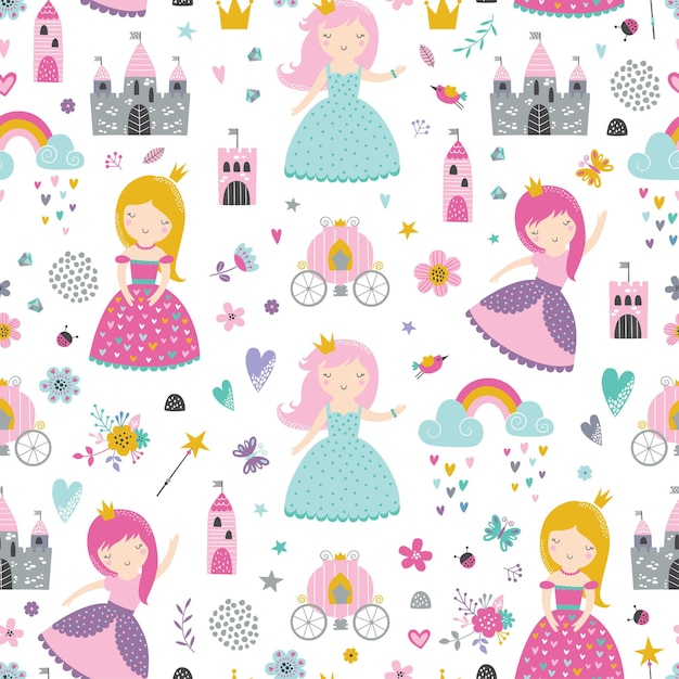 Enchanting Princess Illustrations and Magical Elements Collection ...