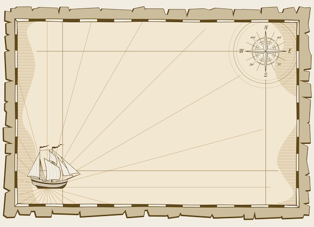 Vintage Nautical Frame with Ship and Compass Design | Jiffy Designs