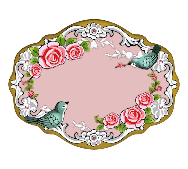 Elegant Floral Frame with Roses and Hummingbirds | Jiffy Designs