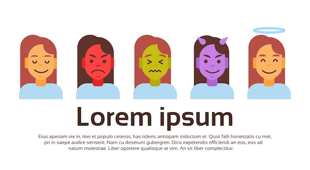Diverse Emotive Female Avatar Icons with Sample Text | Jiffy Designs