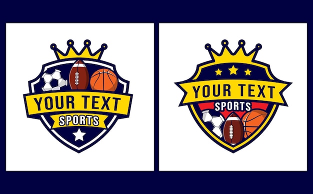 Customizable Sports Logo Collection with Crowns and Balls | Jiffy Designs