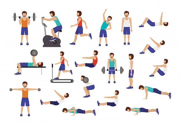 Diverse Fitness Exercises and Workout Poses Illustrated | Jiffy Designs